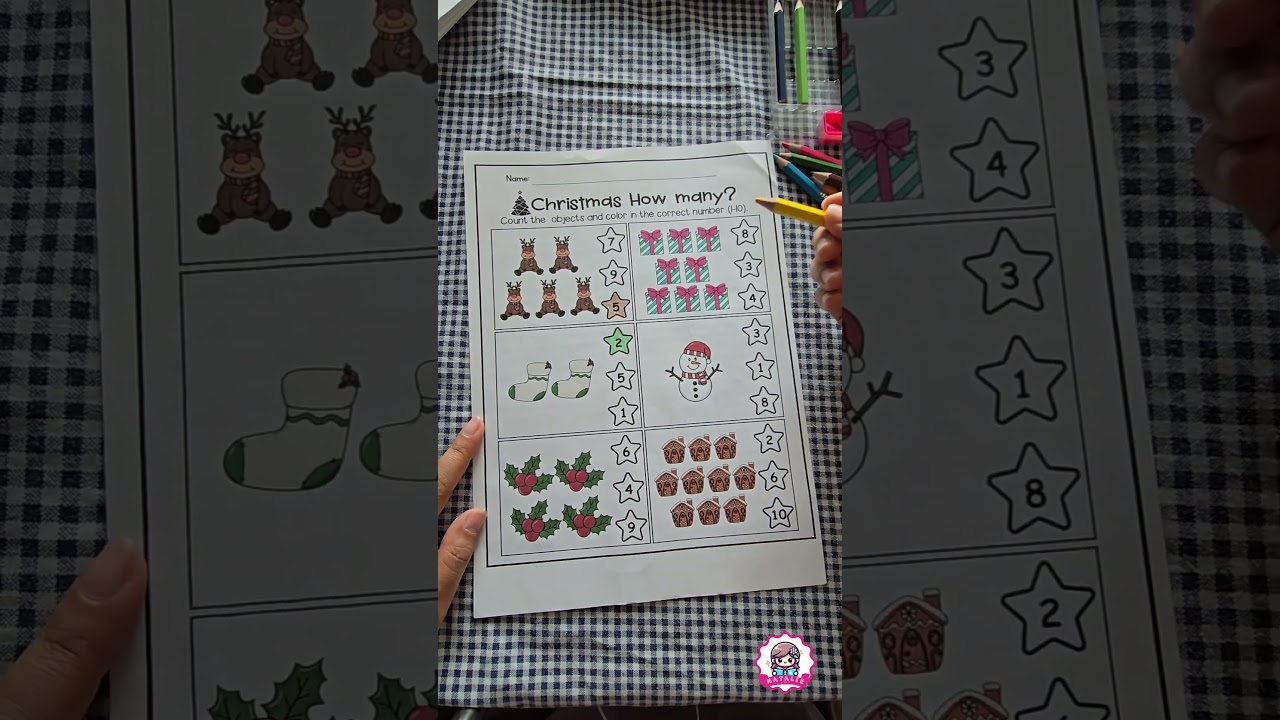 Christmas count & color #christmas #nataliestudio #teacherspayteachers #worksheet