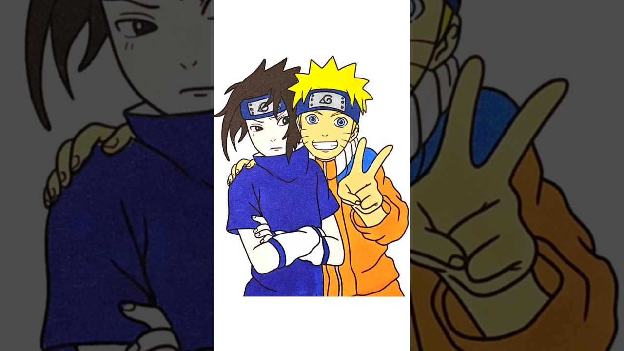 Coloring Naruto And Sasuke #coloring #kids #naruto #sasuke #anime #shorts