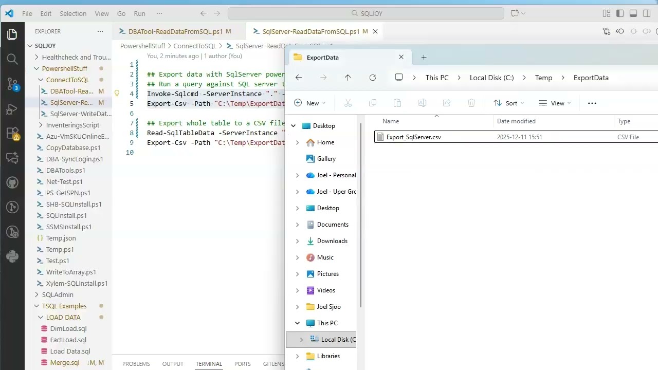Powershell - Use module SqlServer to export to CSV