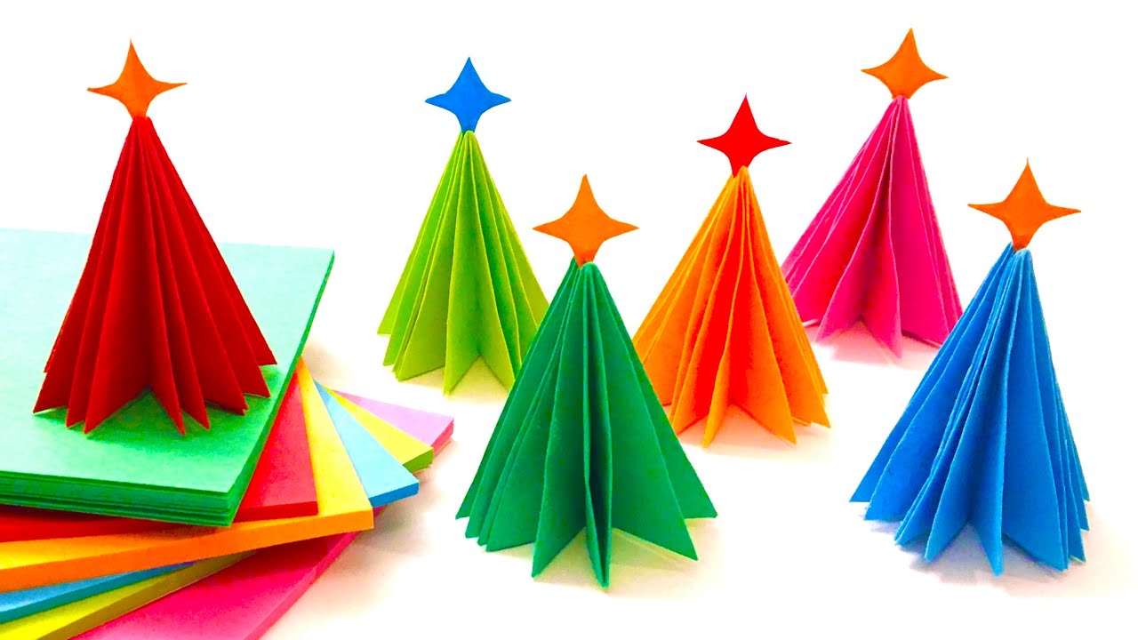 Sticky Note Origami 3D Paper Christmas Tree - How to make Paper Christmas Tree, Paper Christmas Tree