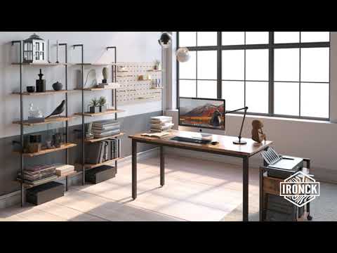 IRONCK Industrial 5 Tier Ladder Shelf, Display Storage Shelves Wall Mounted Organizer Bookshelf