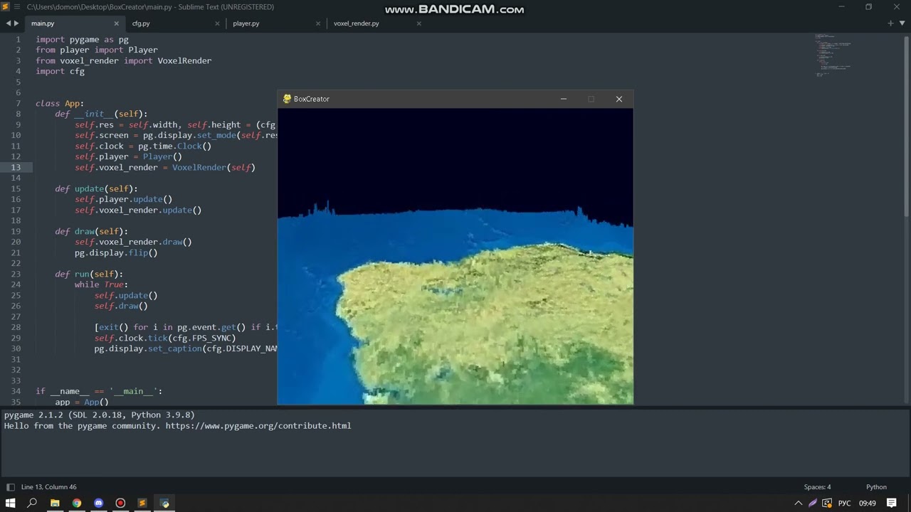 Voxel game engine in python test, BoxCreator