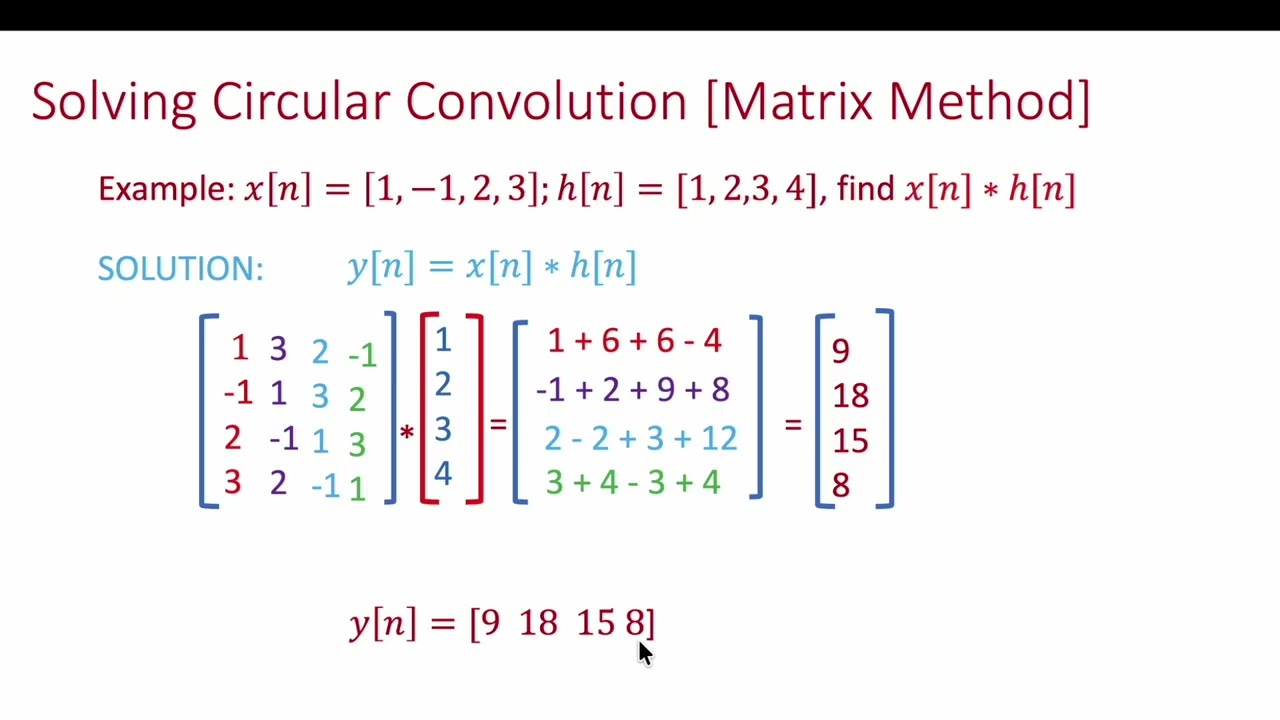 Signals and Systems: Circular Convolution (Matrix Method)