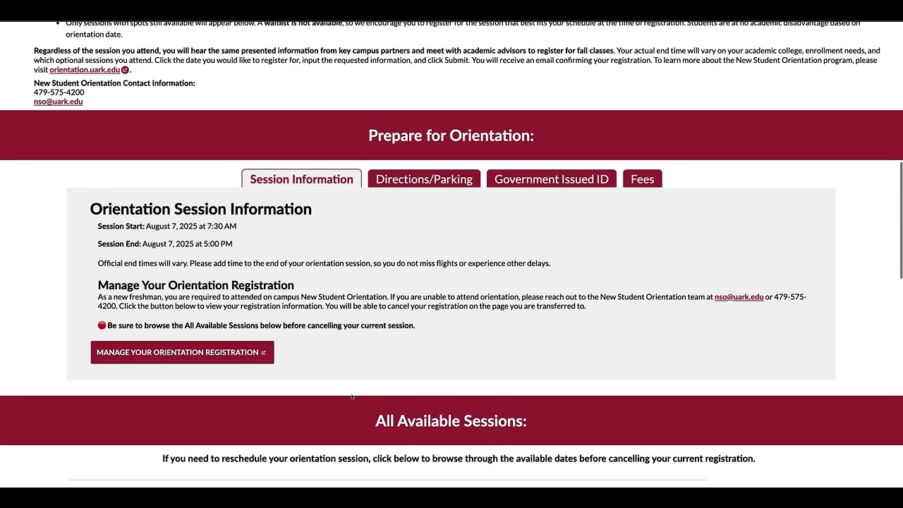 Canceling Your New Student Orientation Session