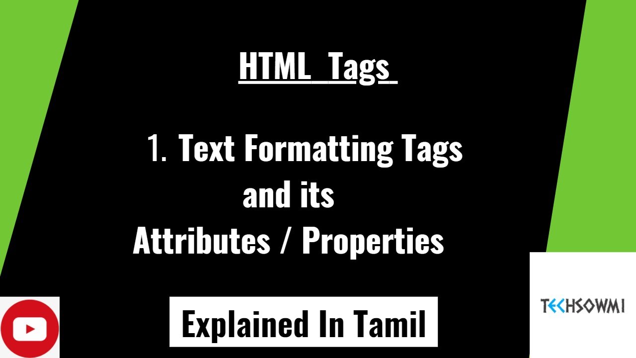 HTML Tutorial for beginner | HTML Text Formatting Tags | Explained in Tamil | With Sample Program