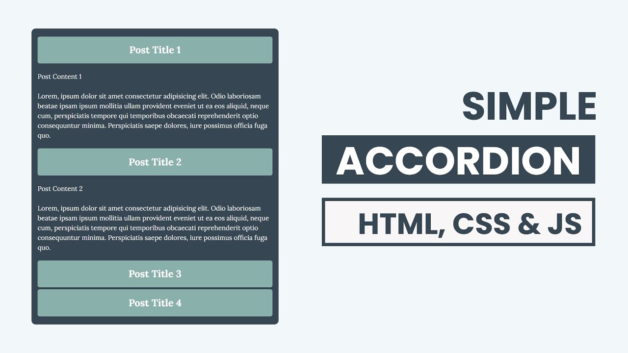 Responsive Accordion Using HTML, CSS And Vanilla JavaScript