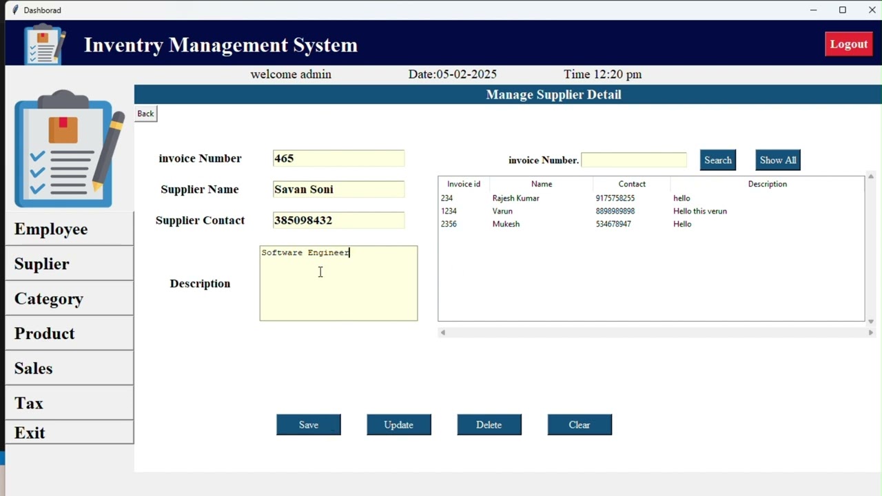 How to Build a Supplier Module in Inventory Management System using Python Tkinter#Python #Tkinter