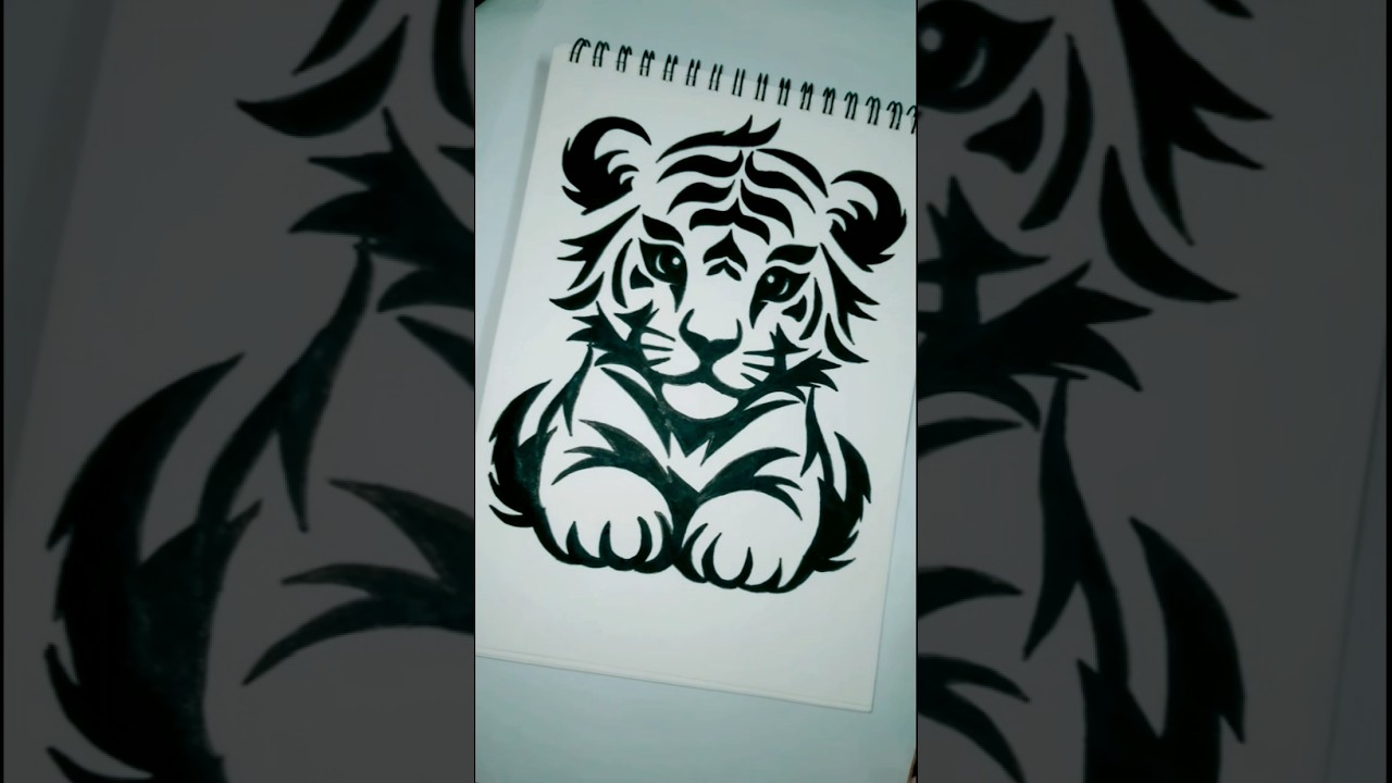 Tiger 🐯 Stencil #drawing #drawingtutorial #drawingideas #draw #painting #drawingvideo