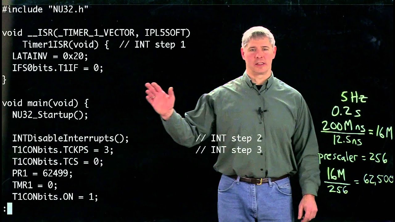 (OLD VERSION) Example PIC32 timer interrupt program (Kevin Lynch)