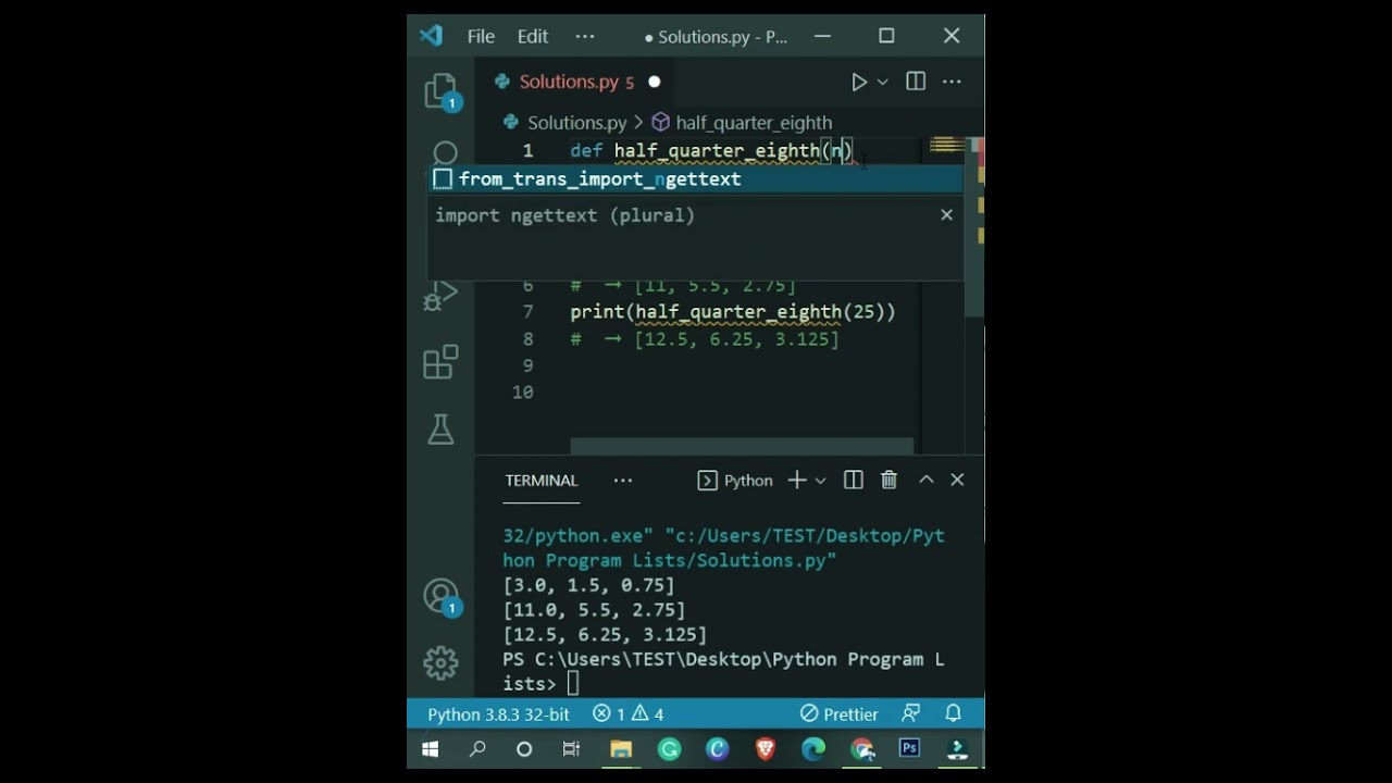 #shorts #Programming #coading #python return divided number in a list write a python function for it