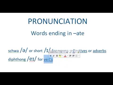 Pronunciation words ending in -ate