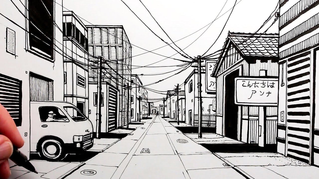 Mastering One-Point Perspective for Realistic Street Scenes: Narrated Drawing Tutorial