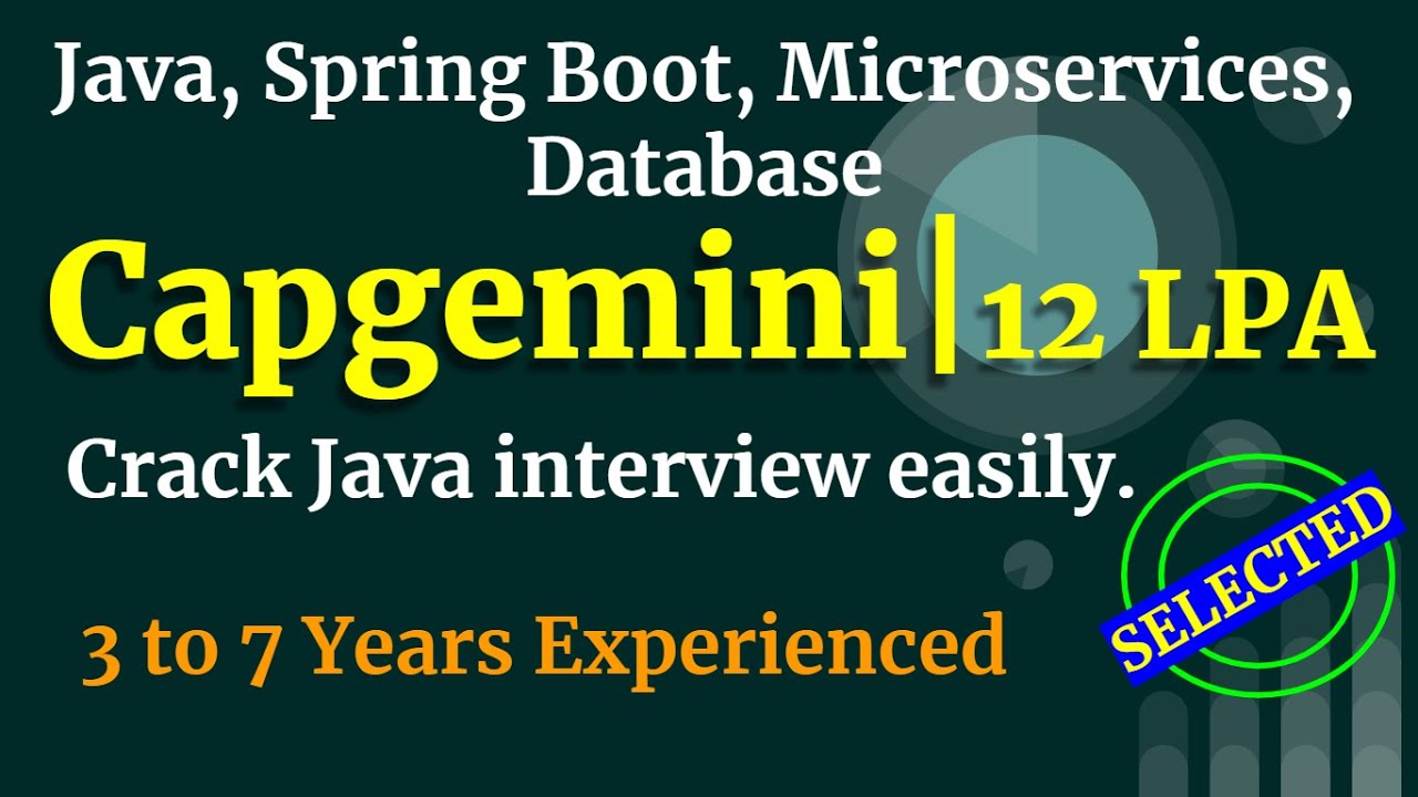 Capgemini Java Interview | 3 to 7 Years | Java | Spring Boot | Microservices | Database