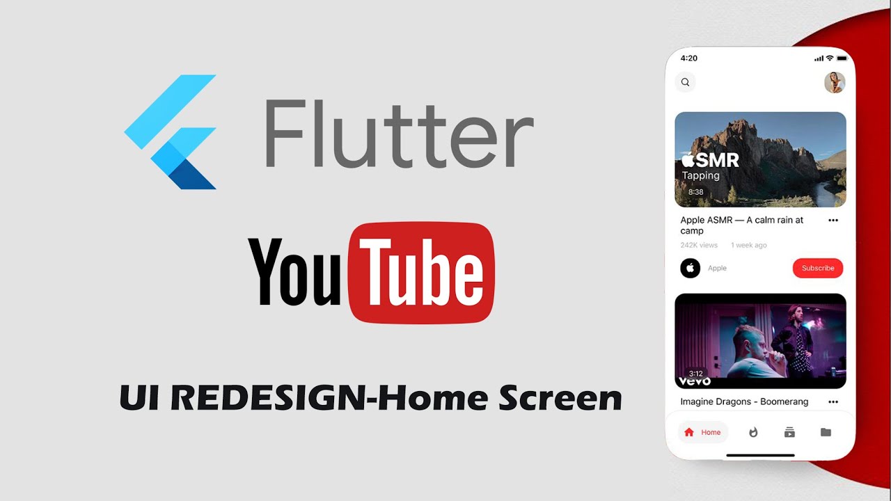 Flutter UI Redesign YouTube Speed Code - Home Screen