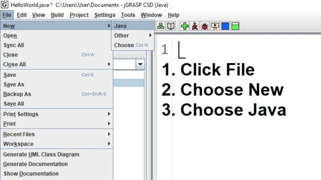 My 1st Java coding using jGRASP
