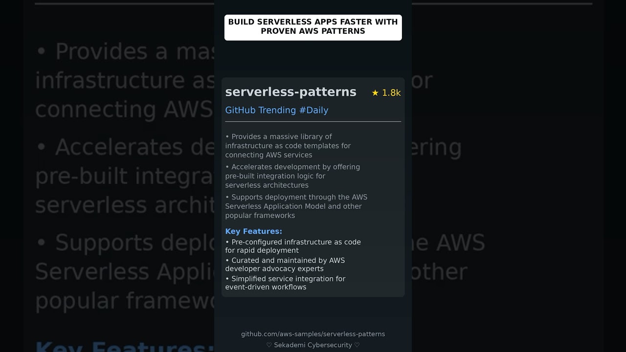 GitHub Trending Repositories: aws-samples/serverless-patterns 🇬🇧
