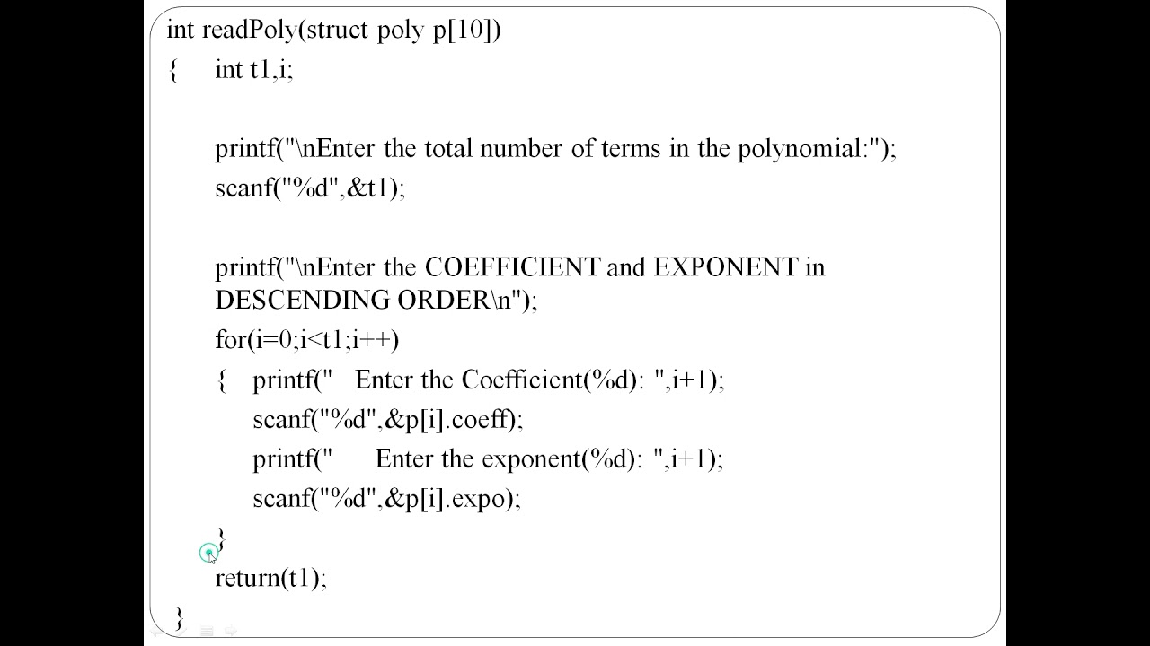 Polynomial Representation and Addition Using Array