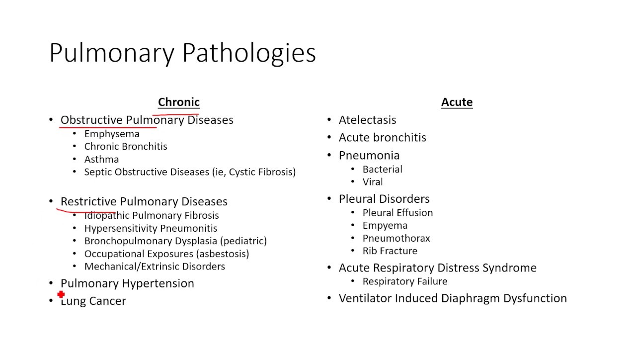 Chronic Pulmonary Pathophysiology 1: Types of Conditions