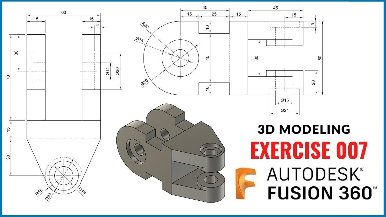 Fusion 360 practice exercises and drawing for beginners | Tutorial 007