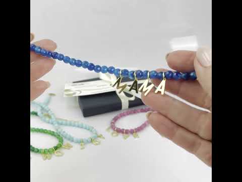 Gemstone Choker Necklace with Sentimental Word Charms in gold vermeil