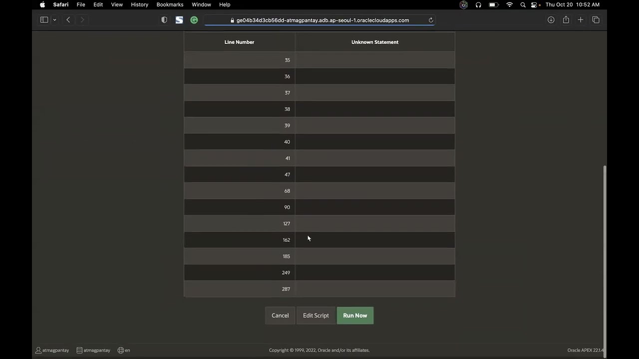 How to Import SQL Script on Oracle Cloud