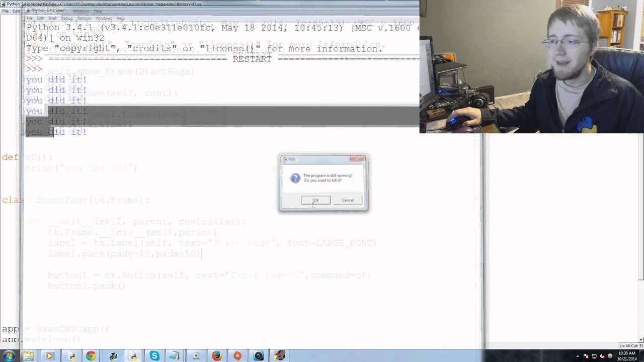 Functions with Parameters with Tkinter GUI buttons - Tkinter tutorial Python 3.4 p. 3