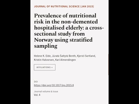 Prevalence of nutritional risk in the non-demented hospitalised elderly: a cross-sect... | RTCL.TV