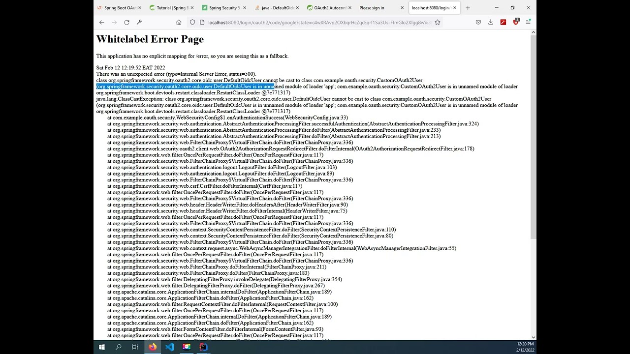 java.lang.ClassCastException: class