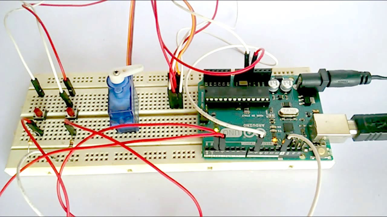 Arduino servo control with push button | Servo#1