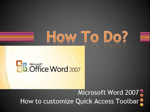 How to customize Quick Access Toolbar in MS Word 2007| Re-arrange Quick Access Toolbar as you need