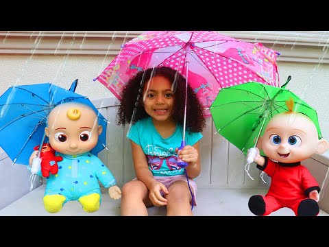 Rain Rain Go Away Song with Baby Dolls and Umbrellas | Leah's Play Time