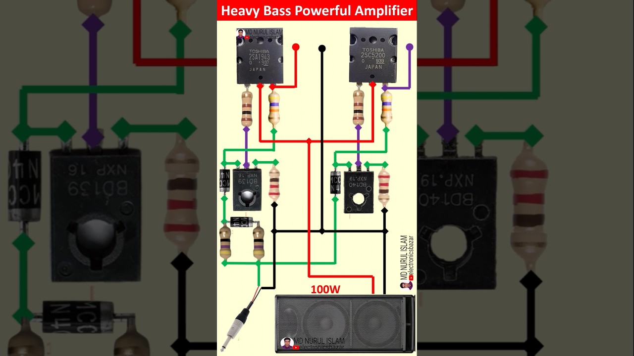 100W Heavy Bass Powerful Amplifier Using 2SC5200 & 2SA1943 || How to Make Ultra Bass Amplifier