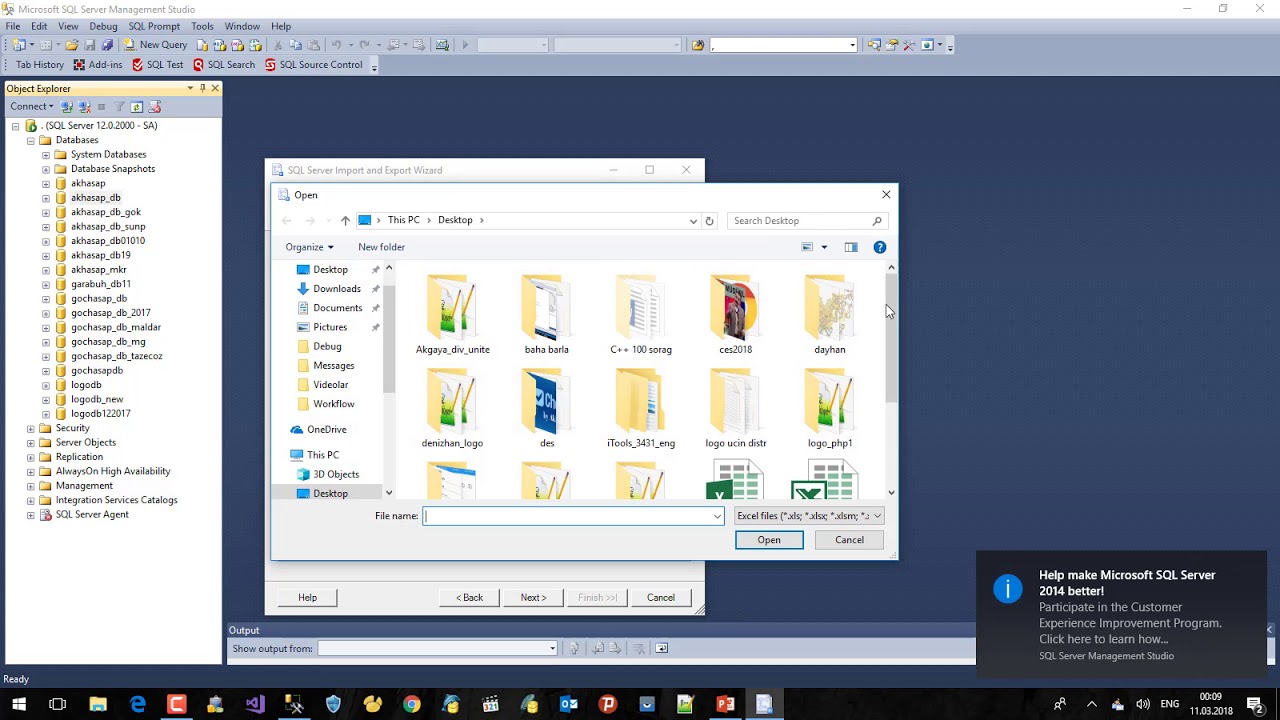 Sql Server 2014 import data from excel sheet