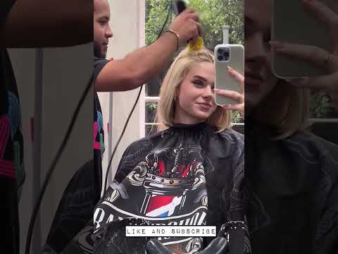 Blonde Girl gets a Buzzcut in Barbershop π #buzzcut