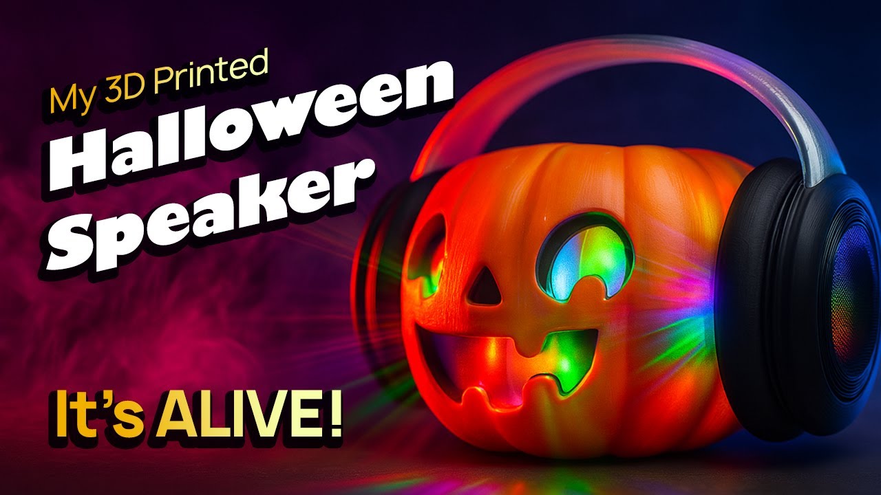 3D Printed Pumpkin Boombox. Halloween DIY Speaker Build