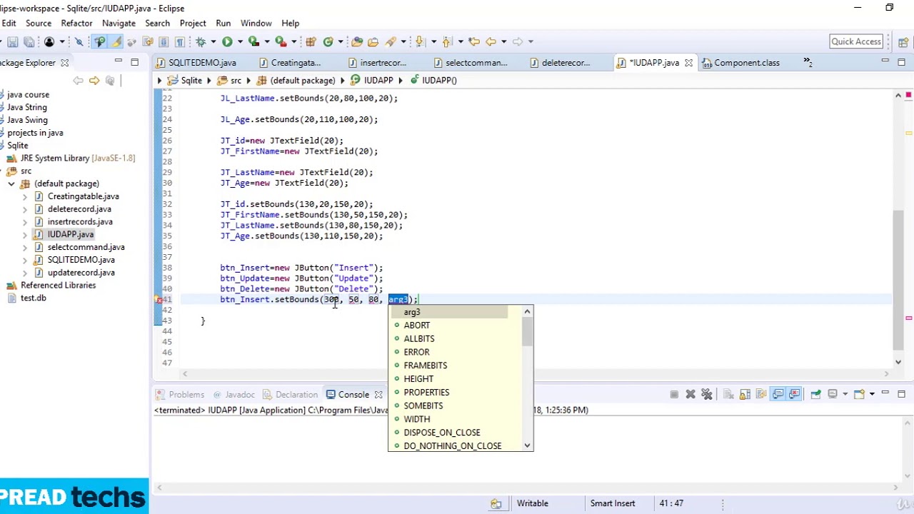 JAVA Sqlite Database:IUD-GUI-APP