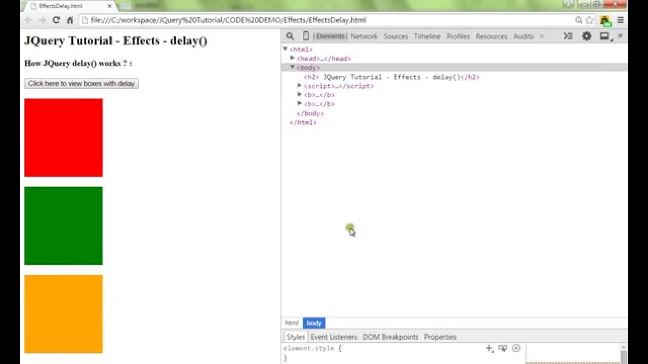 JQUERY EFFECTS DELAY METHOD DEMO