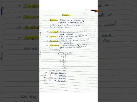 Division(Define: Dividend,Divisor, Quotient,Remainder) #shorts