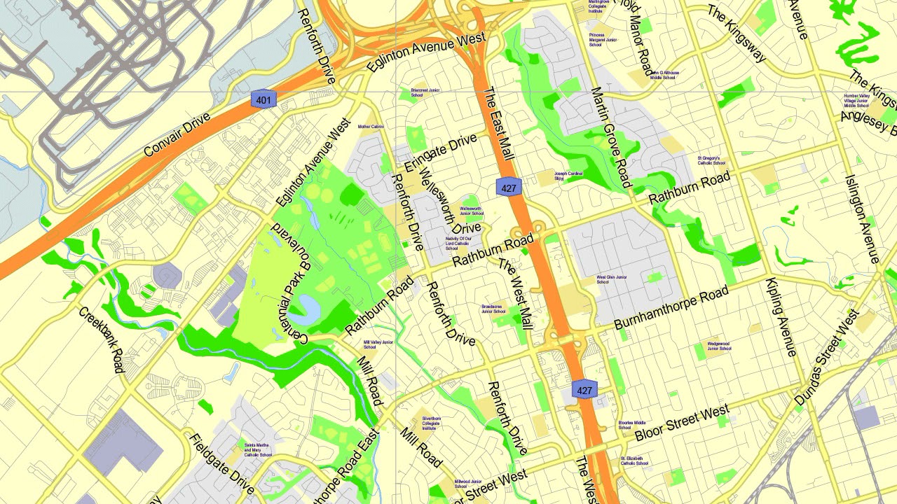 Toronto Canada editable layered PDF Vector Map