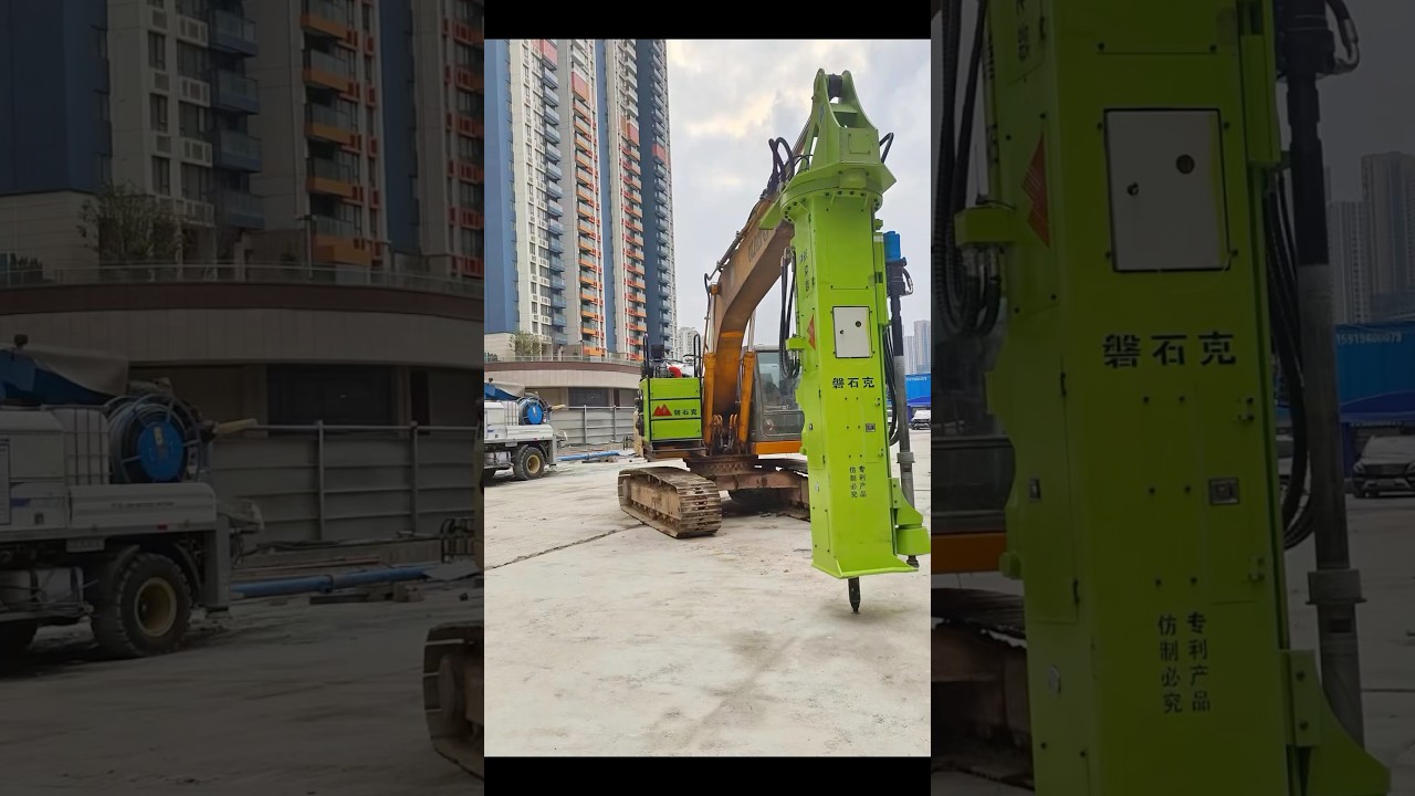 integrated hydraulic rock drill and splitter #quarry #drill #excavator #rocksplitter  #rilon