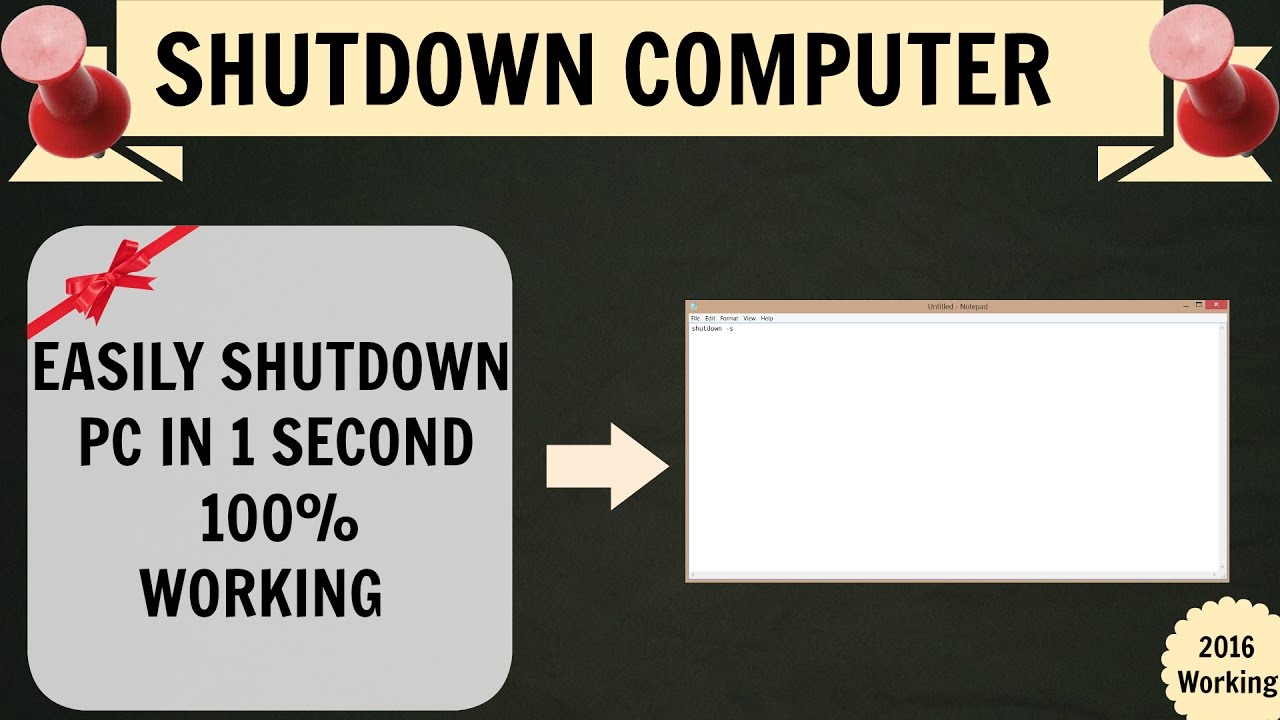 How to Shutdown Computer using notepad in 1 second - 100% Working