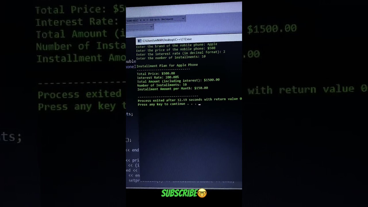 interest rate in c++ IDE dev c++#cppprogramming #codingtime #codinglife
