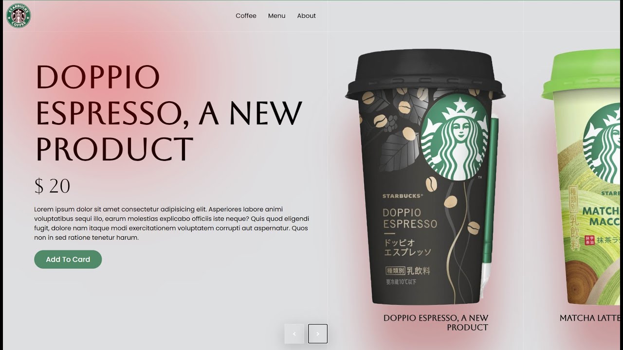 Starbucks UI Design with JavaScript Slider | Free Source Code