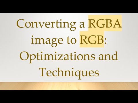 Converting a RGBA image to RGB: Optimizations and Techniques
