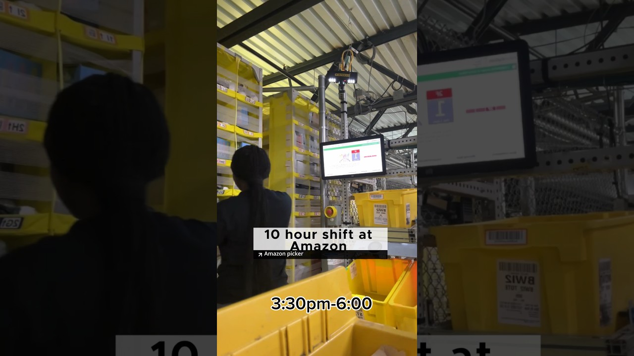 10 hour shift picking at Amazon warehouse #shorts #shortsvideo #amazon #youtubeshorts