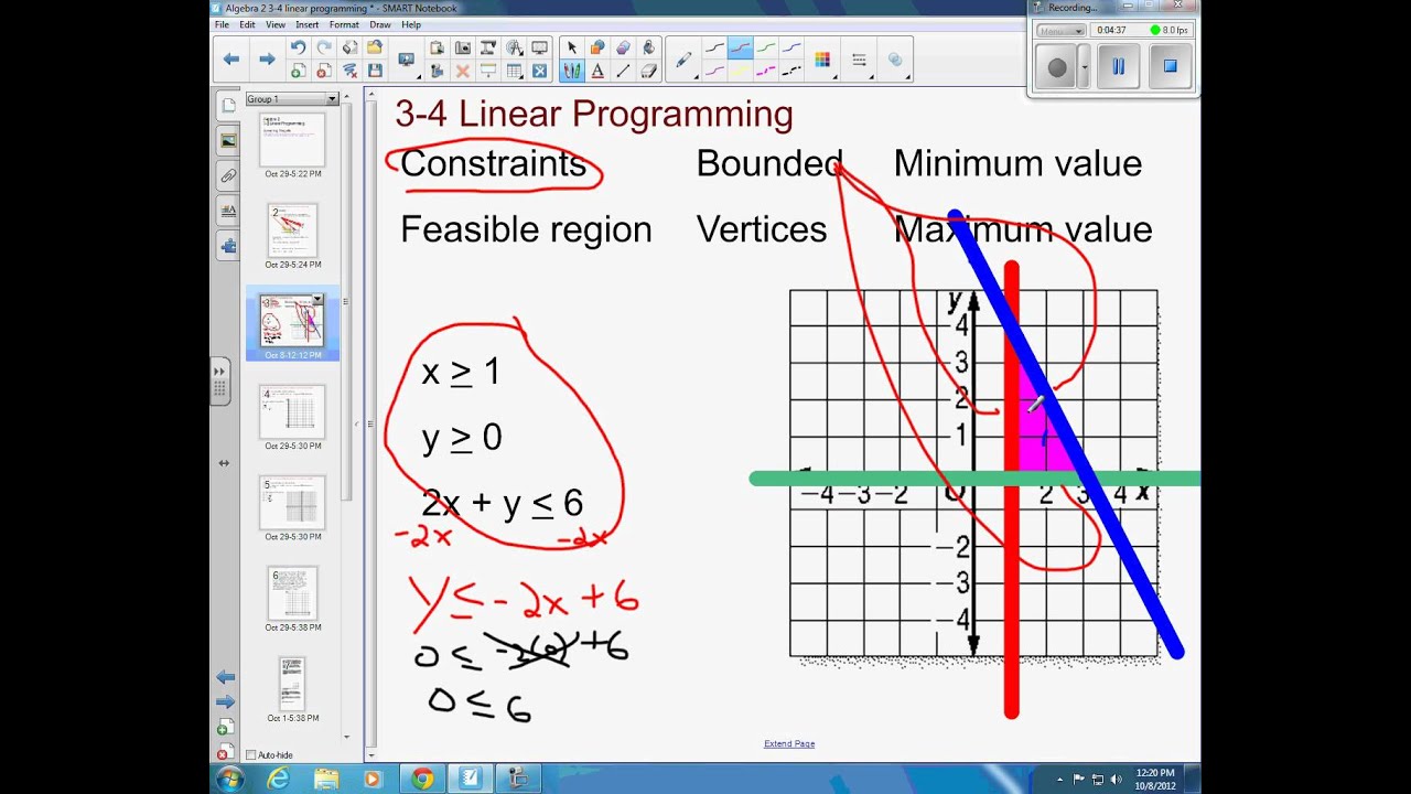 Algebra 2 3-4 vocabulary Linear Programming