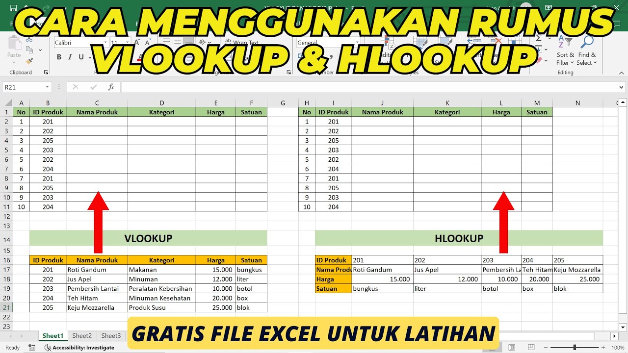 Cara Menggunakan Rumus VLOOKUP dan HLOOKUP di Excel | Tutorial Excel