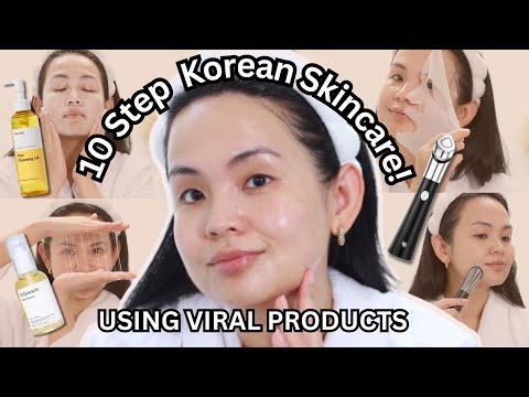 10 Steps Korean Night Skincare Routine - Using VIRAL Korean Skincare Products 2024 !