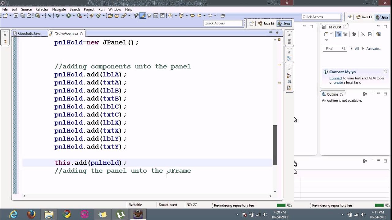Java Quadratic Application tutorial