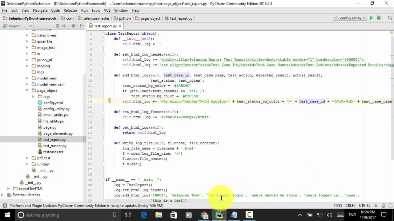Lesson  21 Python Webdriver Page Object Pattern Framework Test Report